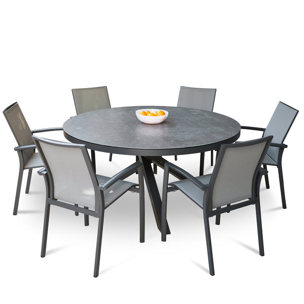 Apollo 150cm Round Ceramic Outdoor Dining Table - Charcoal | Interior ...