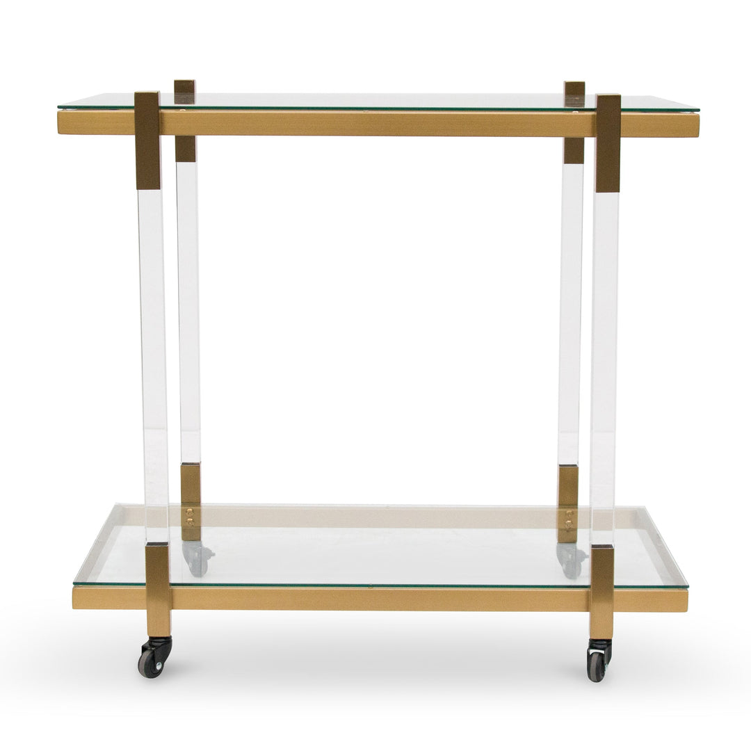 Myron Glass Bar Cart - Brushed Gold | Interior Secrets