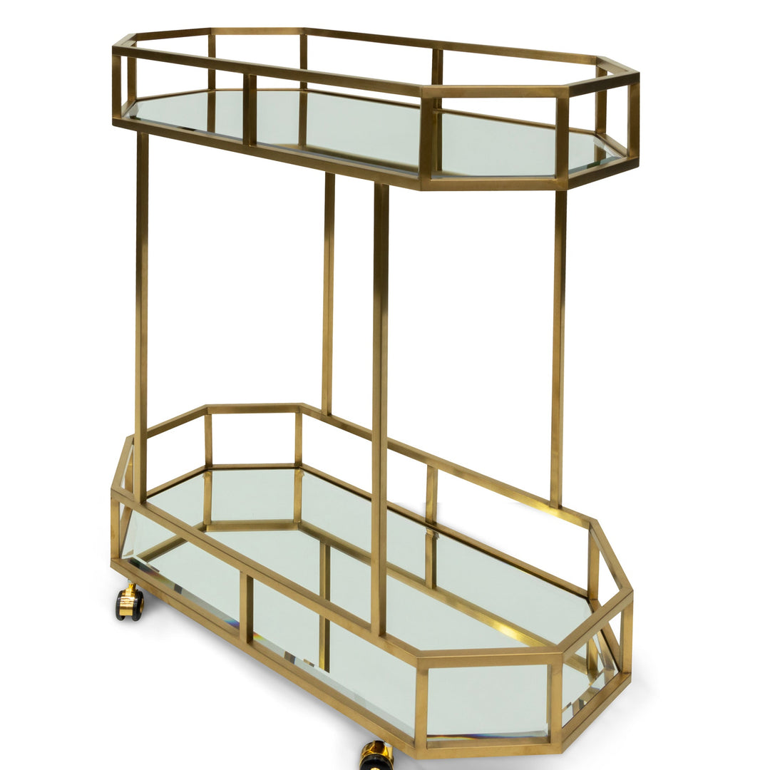 Reggie Bar Cart - Mirror and Gold Base | Interior Secrets