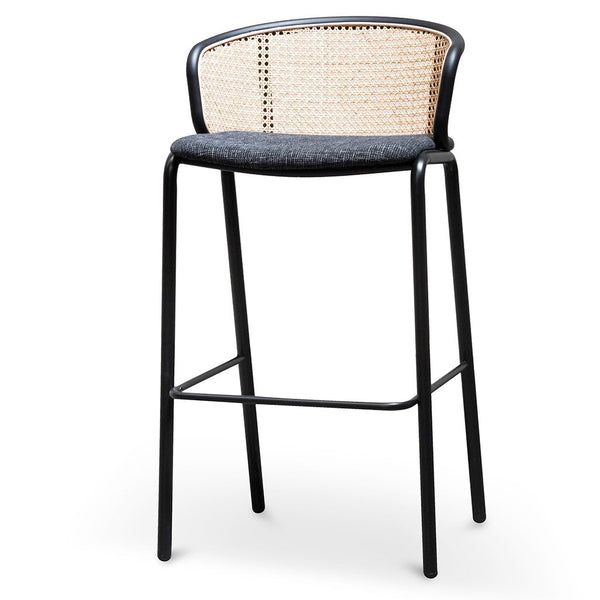 Florine 75cm Fabric Bar Stool - Black Legs | Interior Secrets