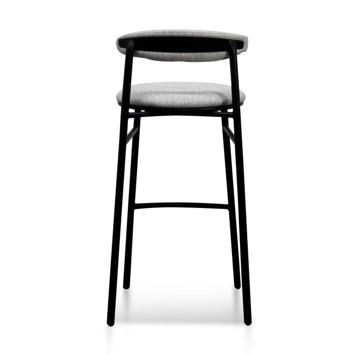 Oneal 65cm Fabric Bar Stool - Silver Grey and Black Legs | Interior Secrets