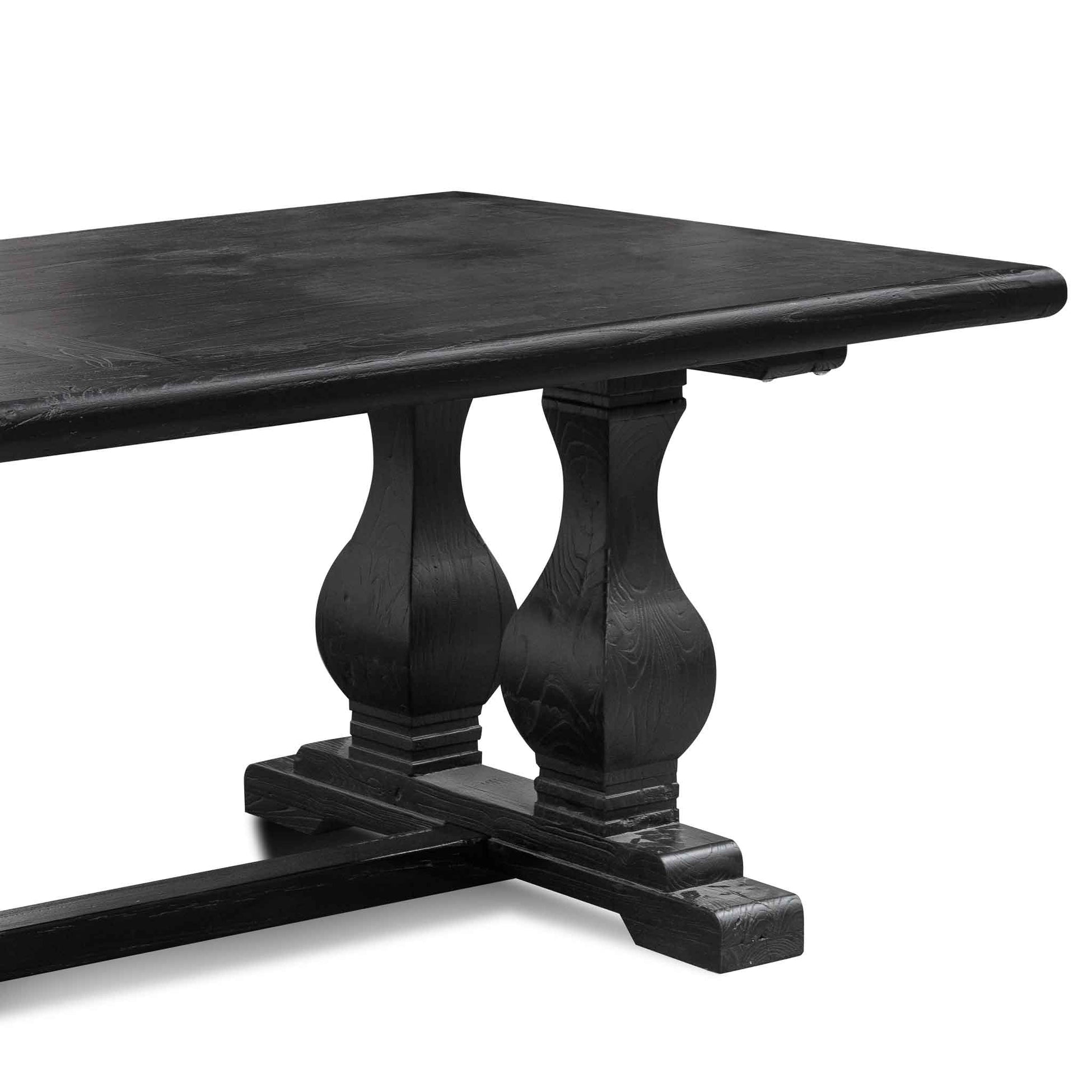 Artica Elm Wood Dining Table 2.4m - Full Black | Interior Secrets