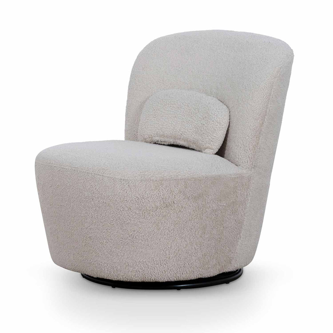 Zamora Swivel Lounge Chair - Ivory Teddy | Interior Secrets