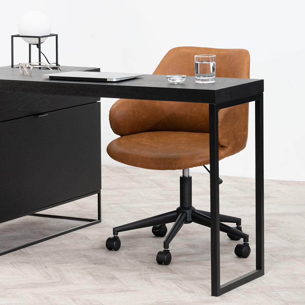 Hester Office Chair - Vintage Tan with Black Base | Interior Secrets