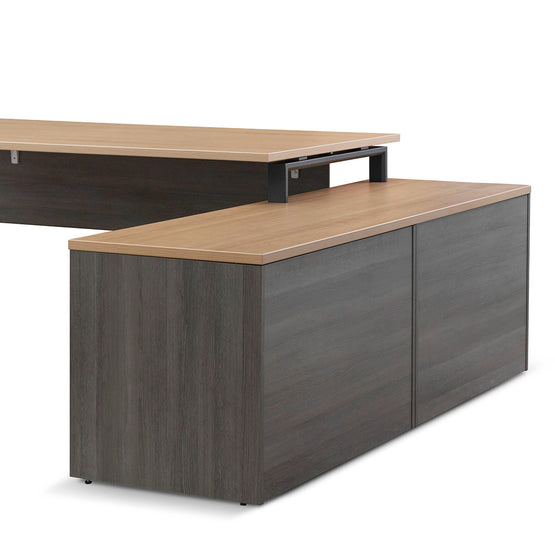Cuevas 2.2m Right Return Office Desk - Black with Natural Top ...