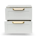 Nelda Bedside Table - White with Marble Top | Interior Secrets