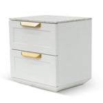 Nelda Bedside Table - White with Marble Top | Interior Secrets