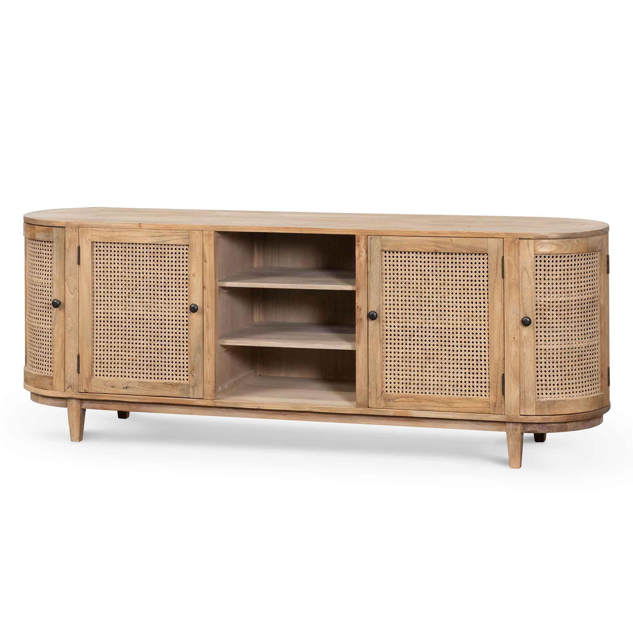 Obrien 2.1m Sideboard Unit - Natural with Rattan Doors | Interior Secrets
