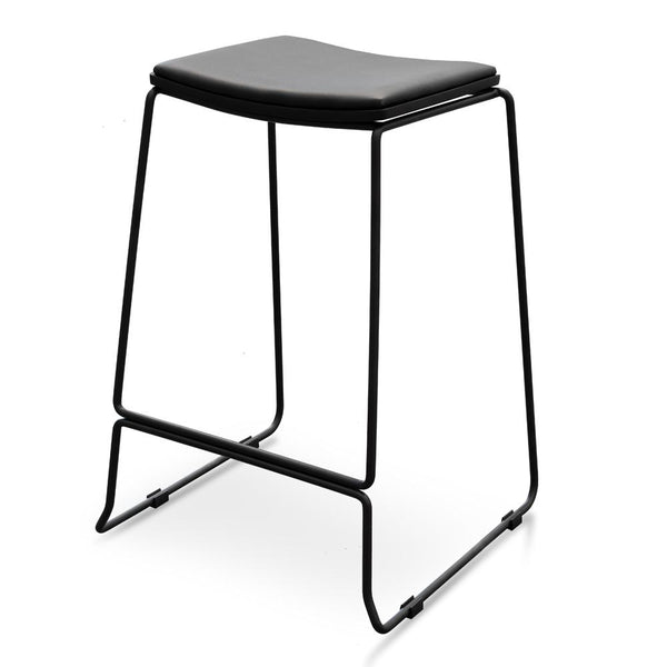 Ex Display - Apollo PU Bar Stool - Full Black | Interior Secrets