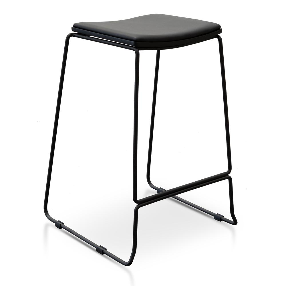 Ex Display - Apollo PU Bar Stool - Full Black | Interior Secrets