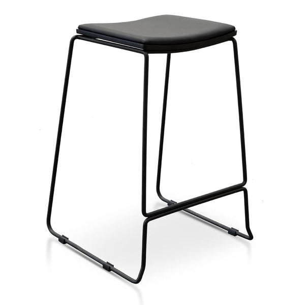 Ex Display - Apollo PU Bar Stool - Full Black | Interior Secrets