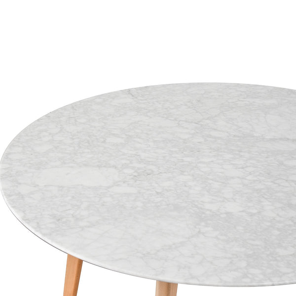 Aron 120cm Round Marble Dining Table - Natural Base | Interior Secrets