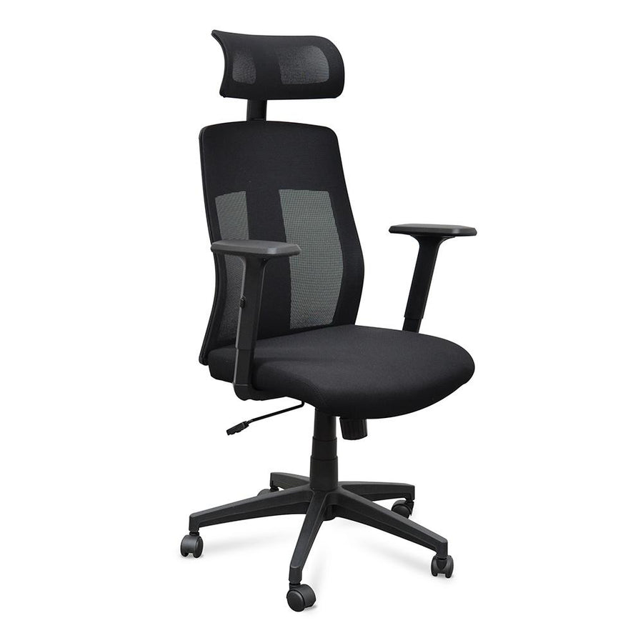 Benson Mesh Fabric Office Chair With Head Rest - Black | Interior Secrets