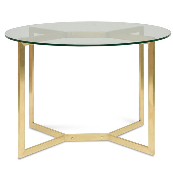 Cannon 1.2m Round Glass Dining Table - Gold Base | Interior Secrets