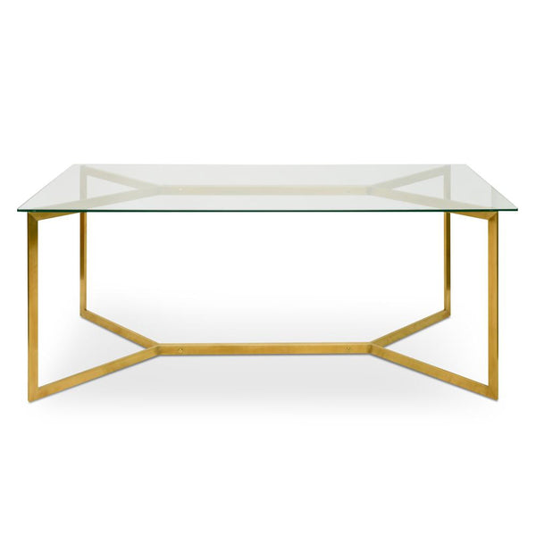Cannon 1.9m Glass Dining Table - Gold Base | Interior Secrets