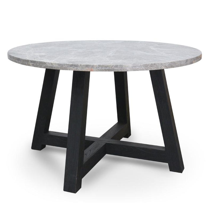 Carlson 130cm Grey Marble Round Dining Table with Glass Top | Interior ...