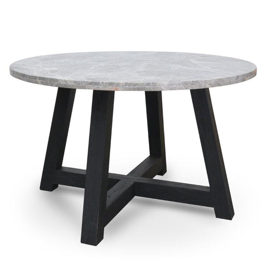 Carlson 130cm Grey Marble Round Dining Table with Glass Top | Interior ...
