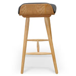 Ex Display - Finn Bar stool - Black PU - Natural | Interior Secrets