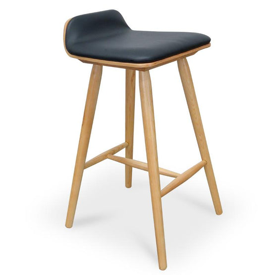 Ex Display - Finn Bar stool - Black PU - Natural | Interior Secrets