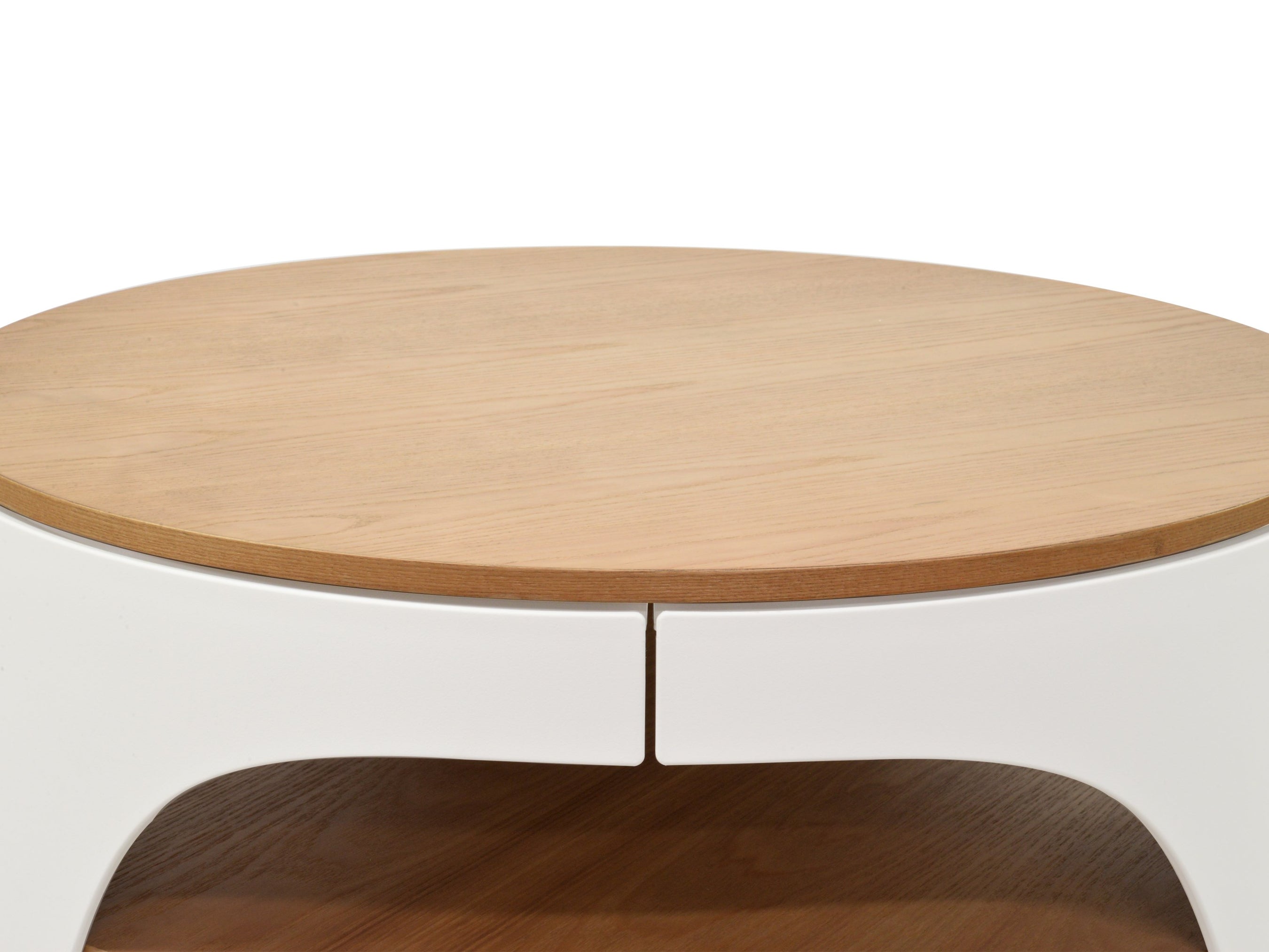 Jackson 82cm Wooden Round Coffee Table - Natural Top and White ...