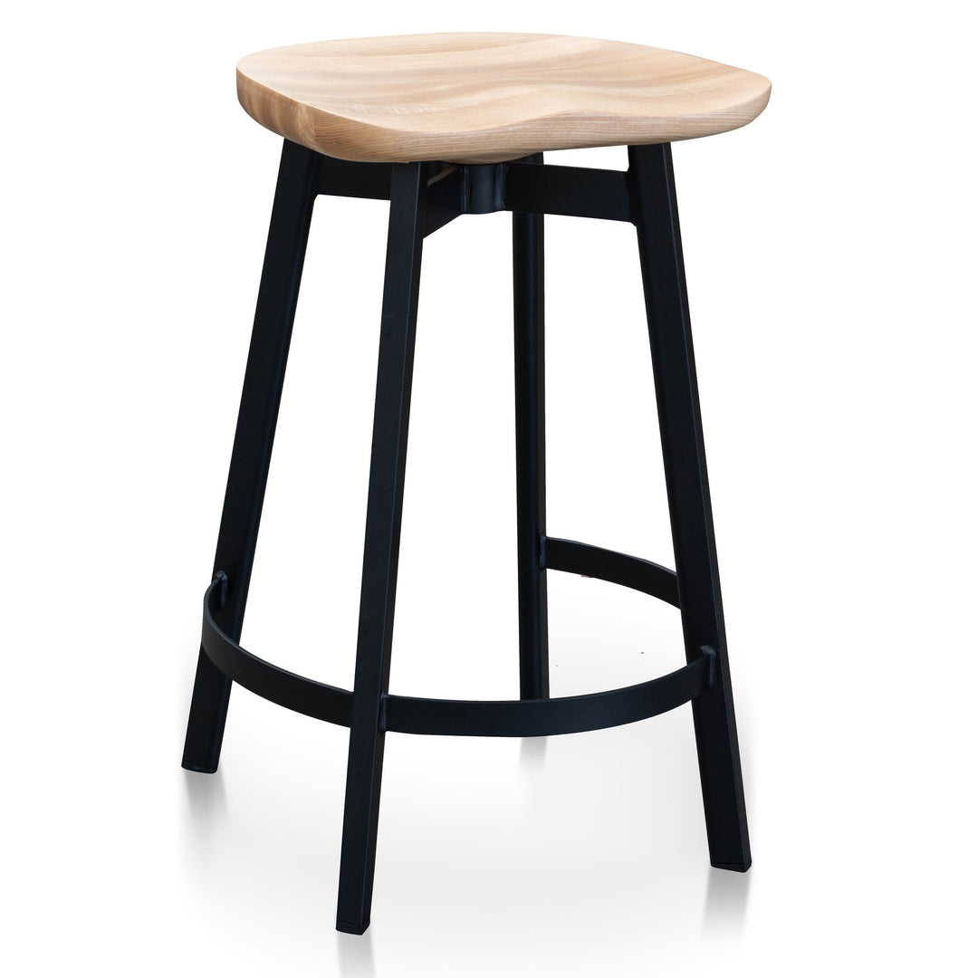 Lewis 65cm Bar Stool - Natural and Matt Black Leg | Interior Secrets
