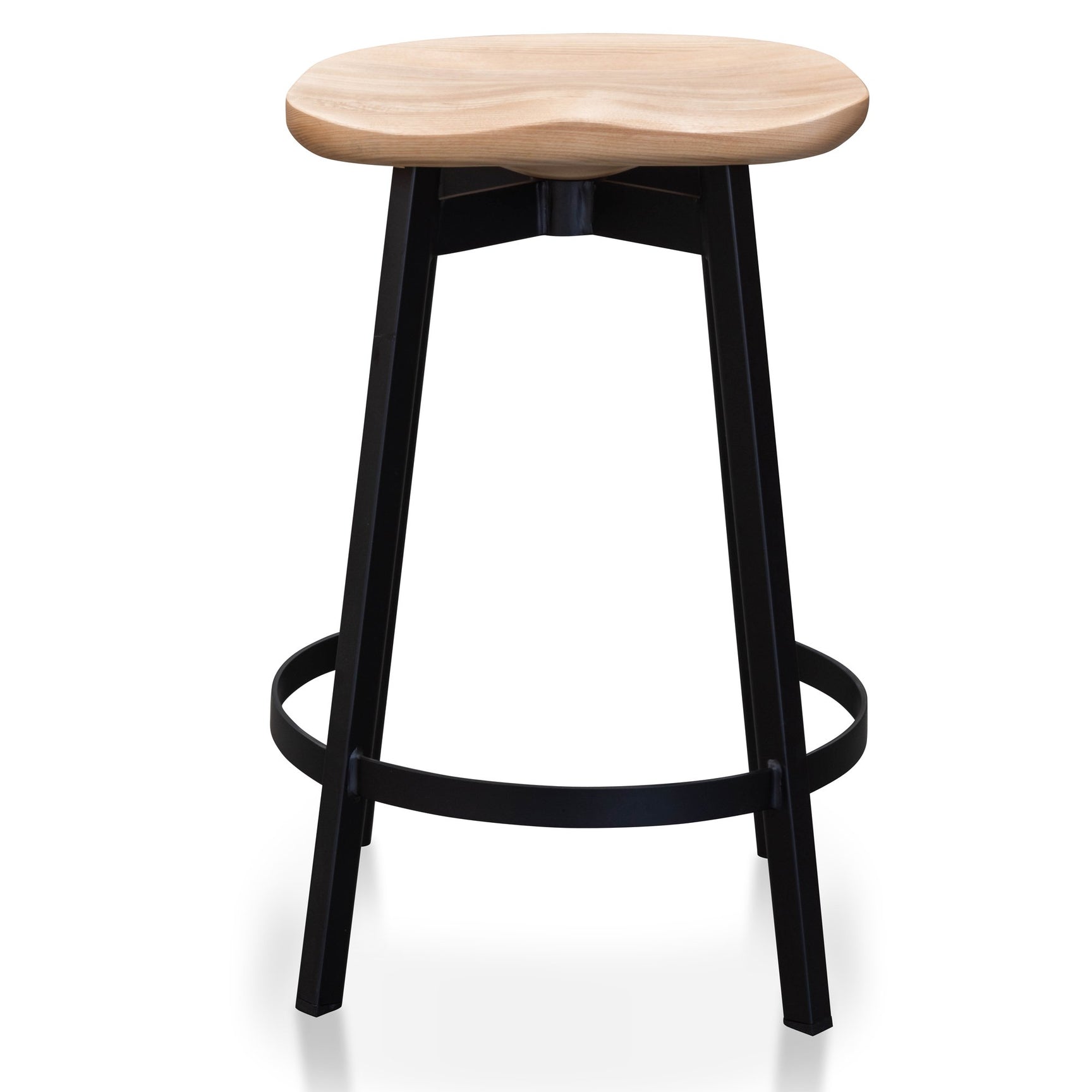 Lewis 65cm Bar Stool - Natural and Matt Black Leg | Interior Secrets