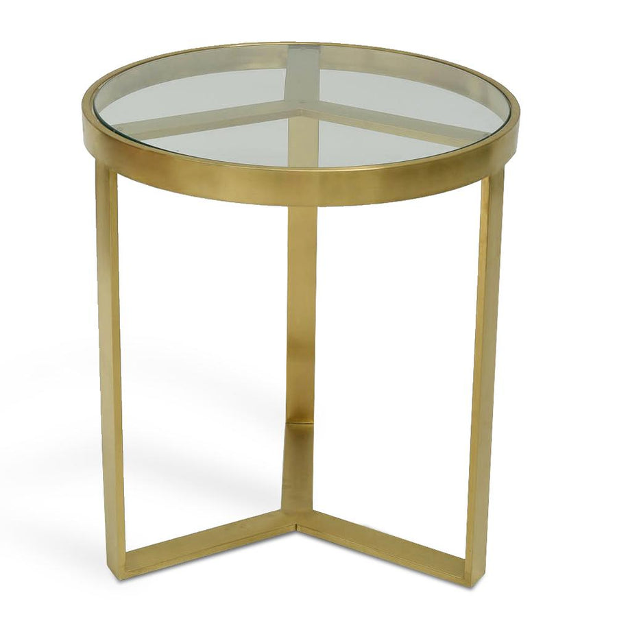 Marcelo 50cm Round Side Table - Brushed Gold Base | Interior Secrets