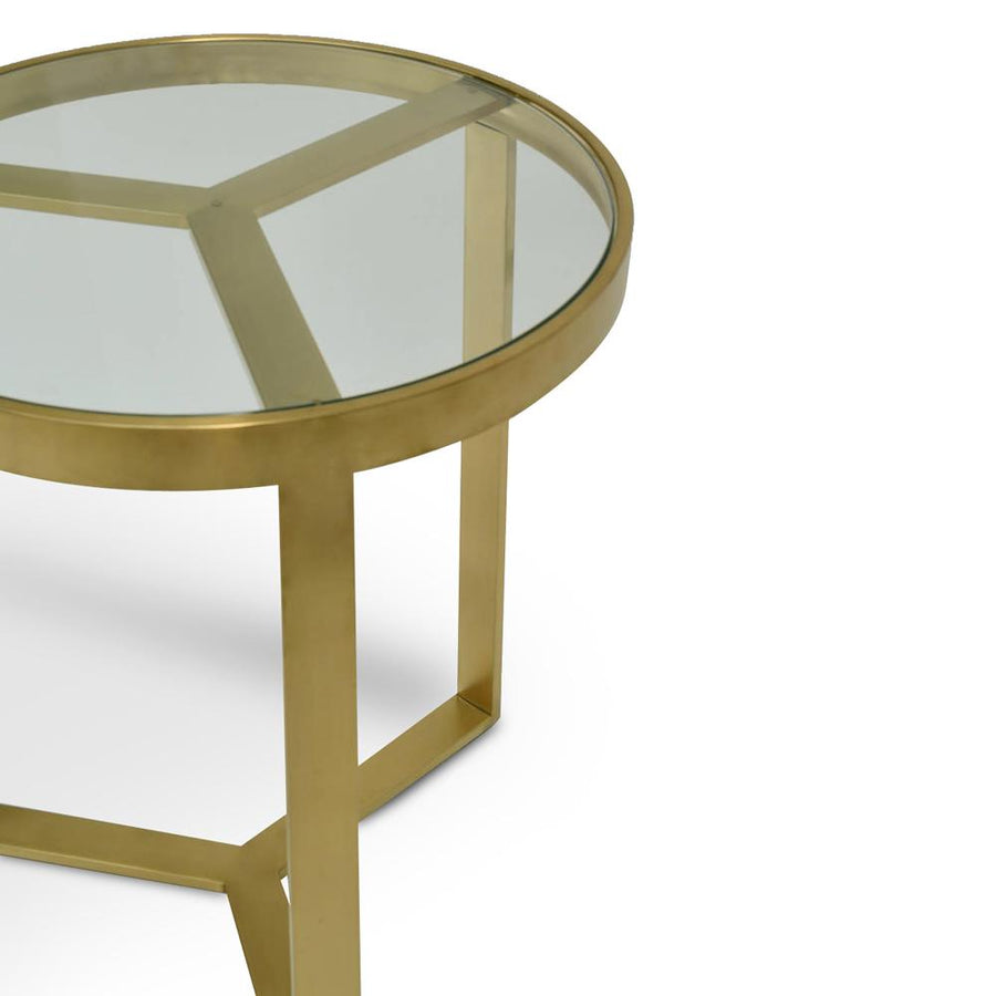 Marcelo 50cm Round Side Table - Brushed Gold Base | Interior Secrets