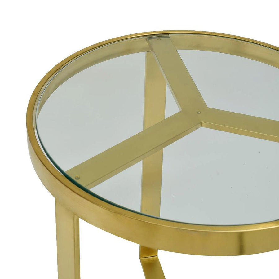 Marcelo 50cm Round Side Table - Brushed Gold Base | Interior Secrets