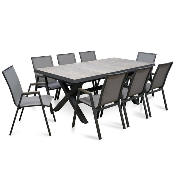 Memphis Extendable Ceramic Top Outdoor Dining Table - Grey | Interior ...