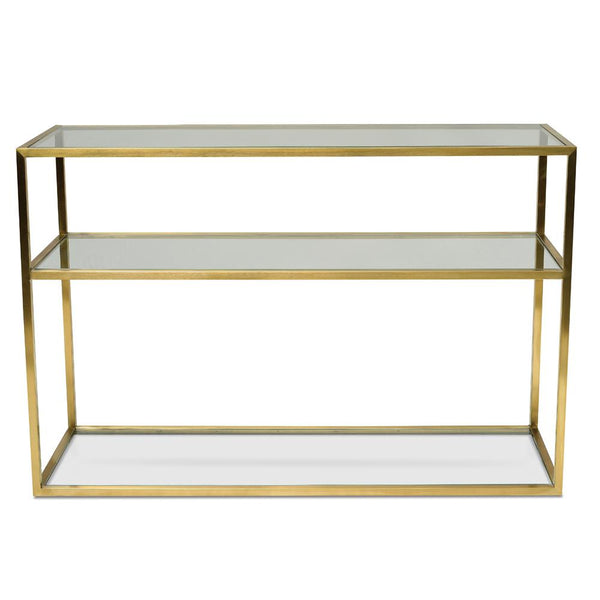 Noel 1.2m Glass Console Table - Gold Base - Last One | Interior Secrets