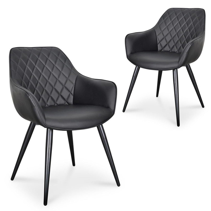 Set Of 2 - George Dining Chair - Black PU | Interior Secrets